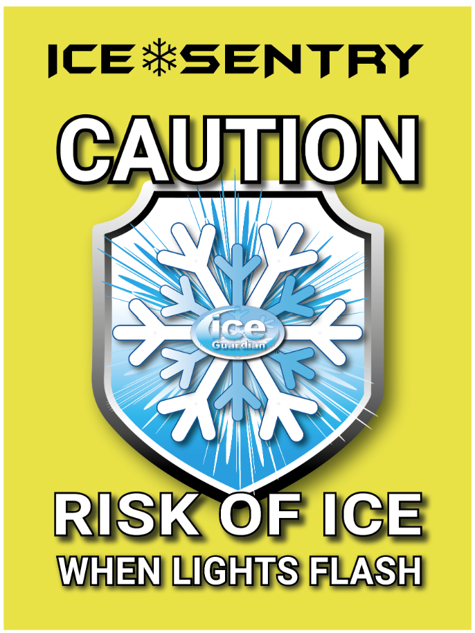 Ice Warning Flashing LED Safety Sign with Micro-Prismatic Hi-Vis Backg ...