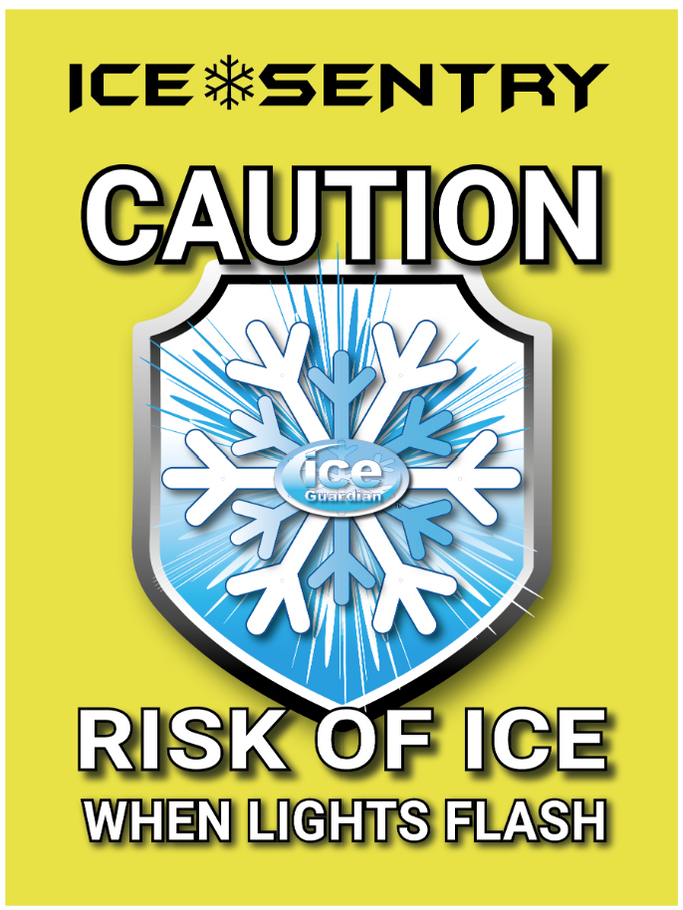 Ice Warning Flashing LED Safety Sign with Micro-Prismatic Hi-Vis Backg ...