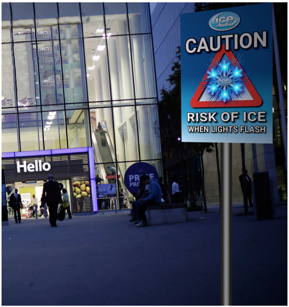 Ice Warning Flashing LED Safety Sign - Ice Warrior — makesafetyvisible.com