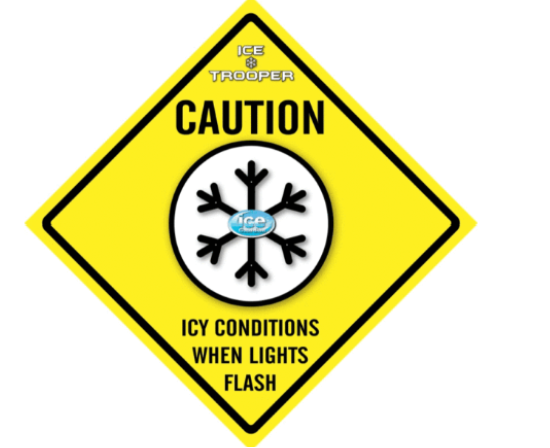 US Highway Style Ice Hazard Flashing LED Safety Sign - Ice Trooper ...