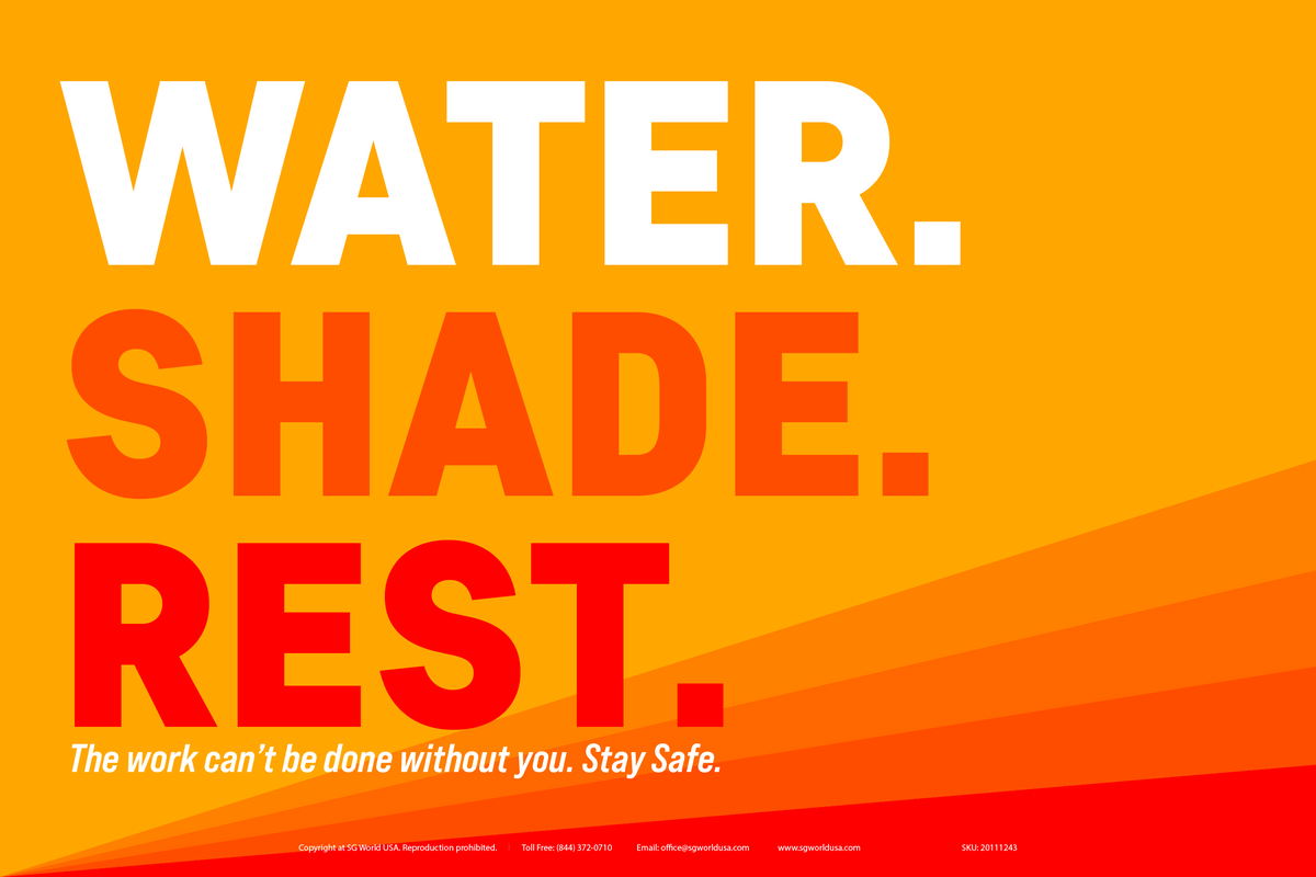 Heat Stress Awareness - Water Shade Rest Heat Stress Signs ...
