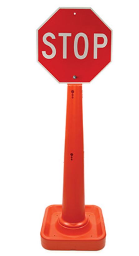 Traffic Cone with Stop Sign — makesafetyvisible.com