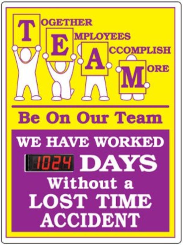 Lost Time Accident Safety Scoreboard with Digital Display ...