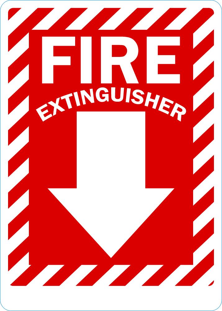 Fire Extinguisher (Down Arrow) Sign — makesafetyvisible.com