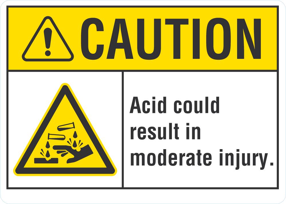 CAUTION Aci Could Result In Moderate Injury Sign — makesafetyvisible.com