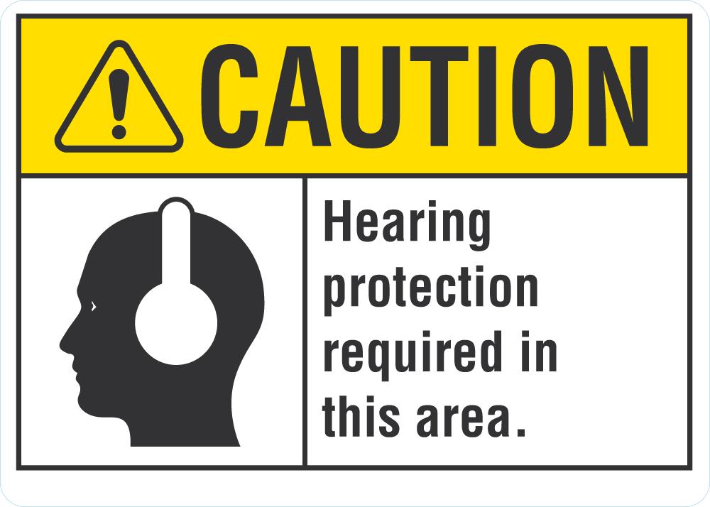 CAUTION Hearing Protection Required Sign — makesafetyvisible.com