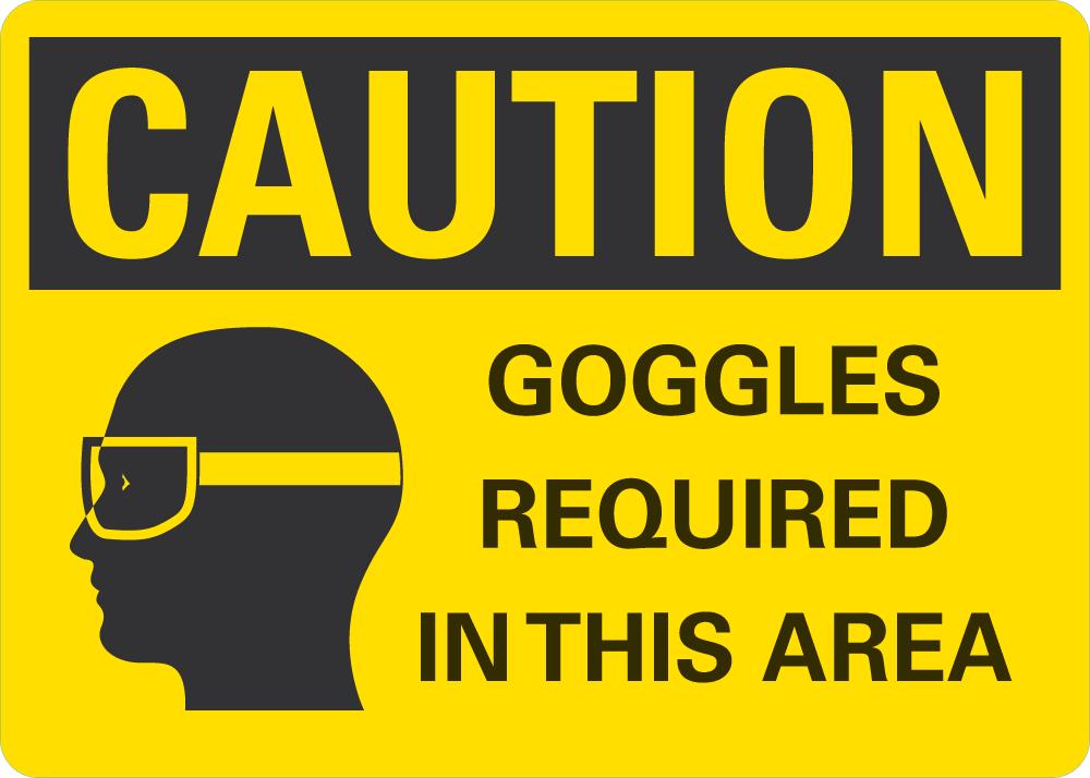 CAUTION Googles Required In This Area Sign — makesafetyvisible.com