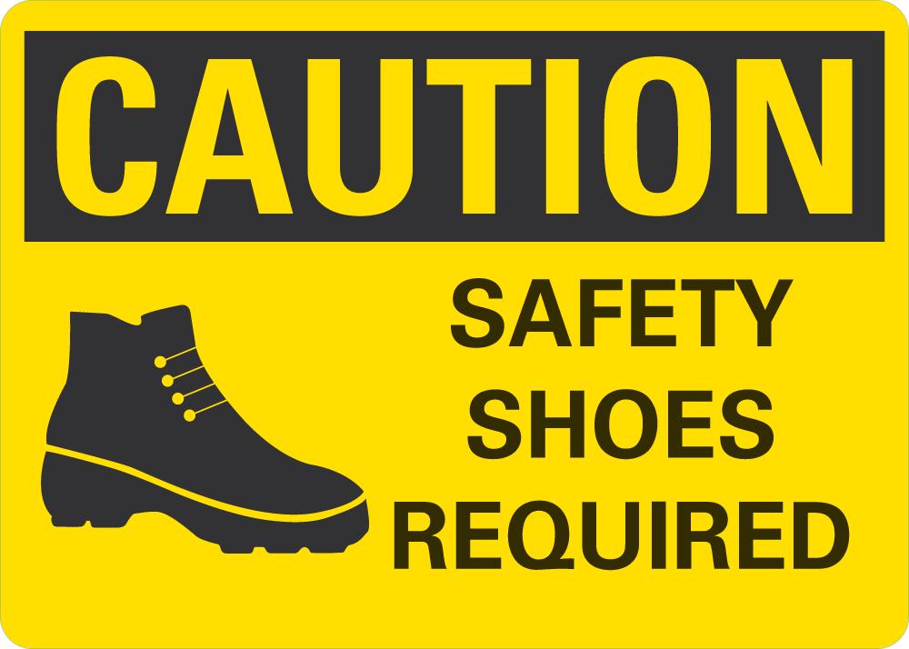 CAUTION Safety Shoes Required Sign — makesafetyvisible.com