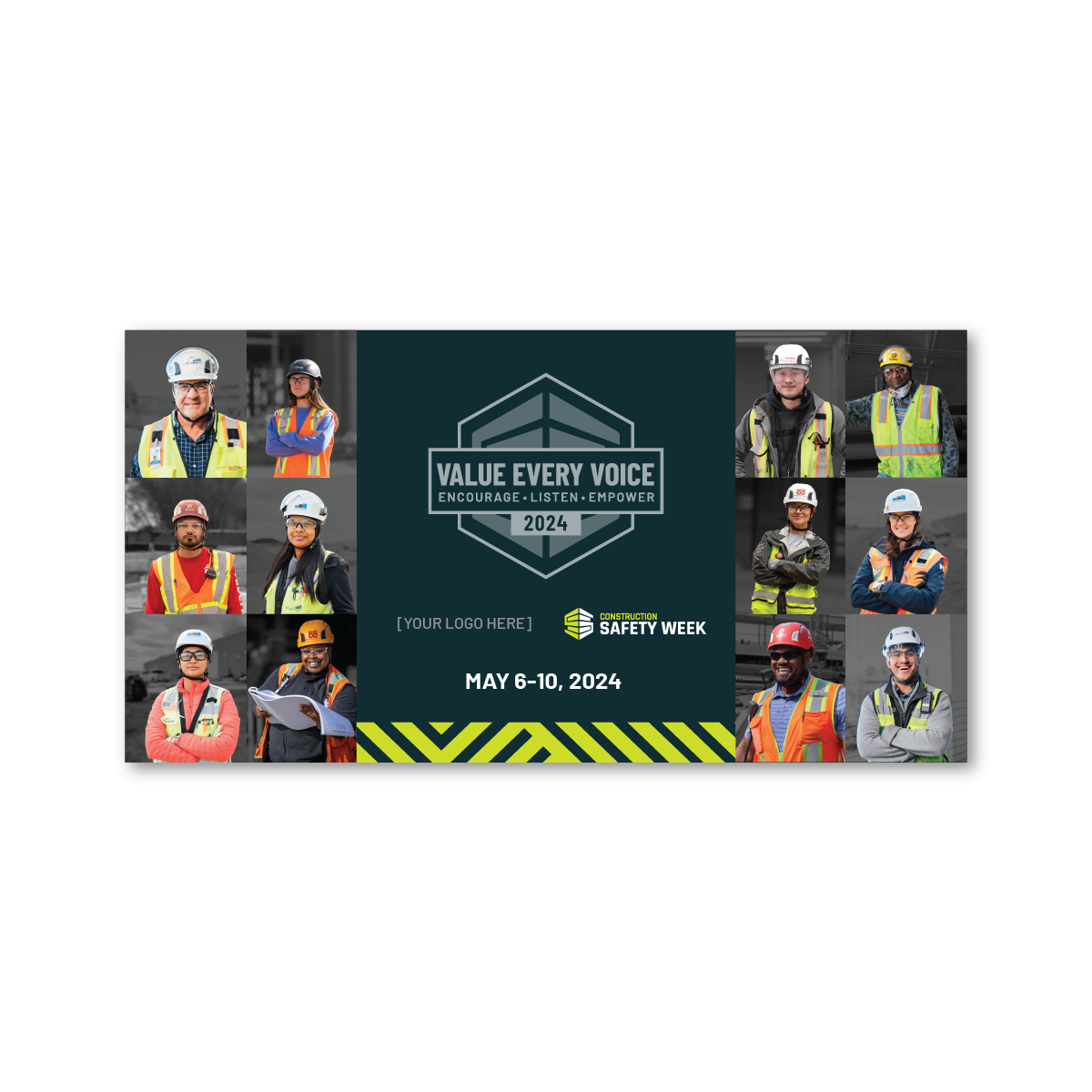 Construction Safety Week 2024 Jobsite Banner - Custom Logo ...