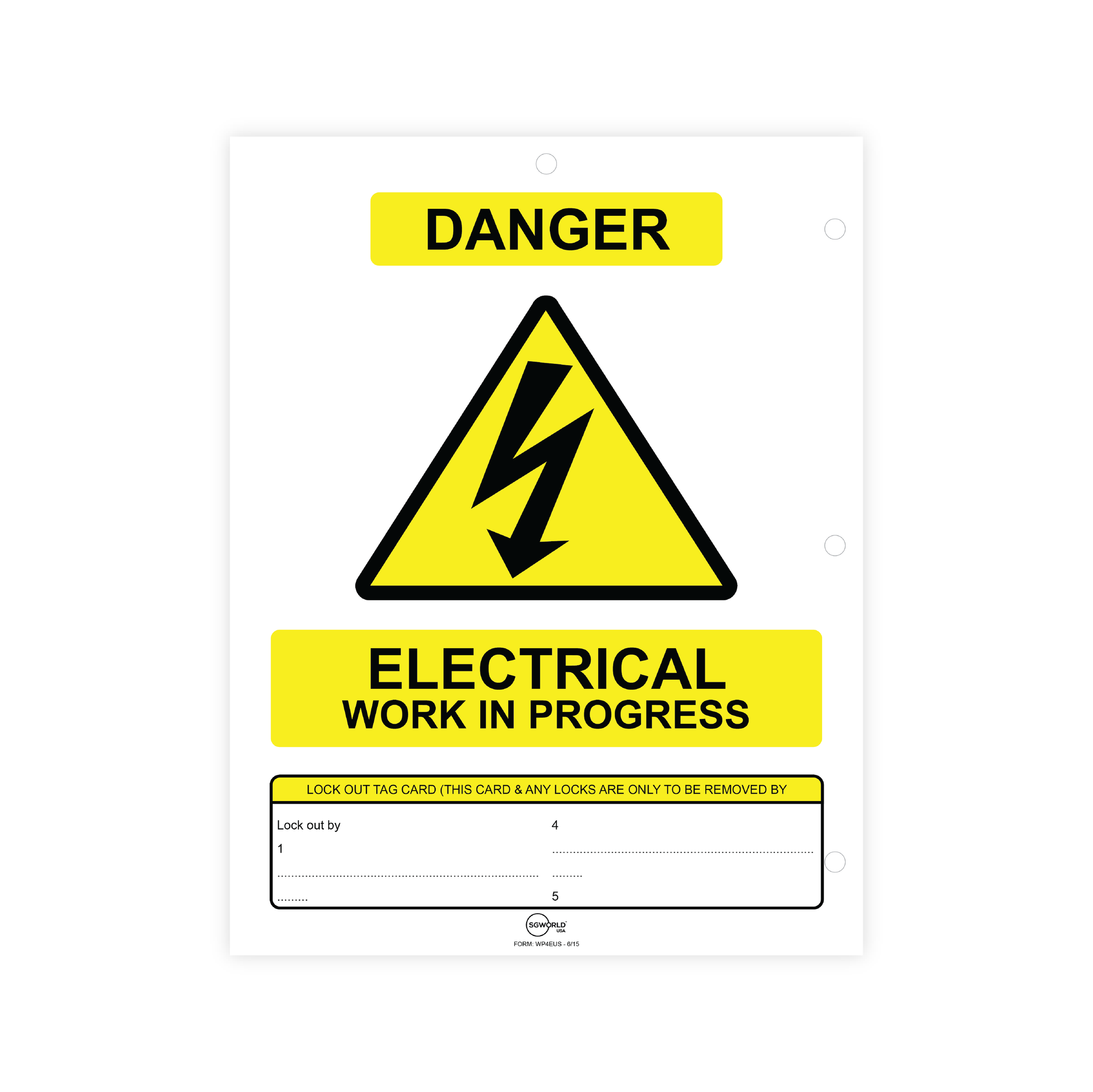 Electrical Work Permit: Pack of 5 — makesafetyvisible.com