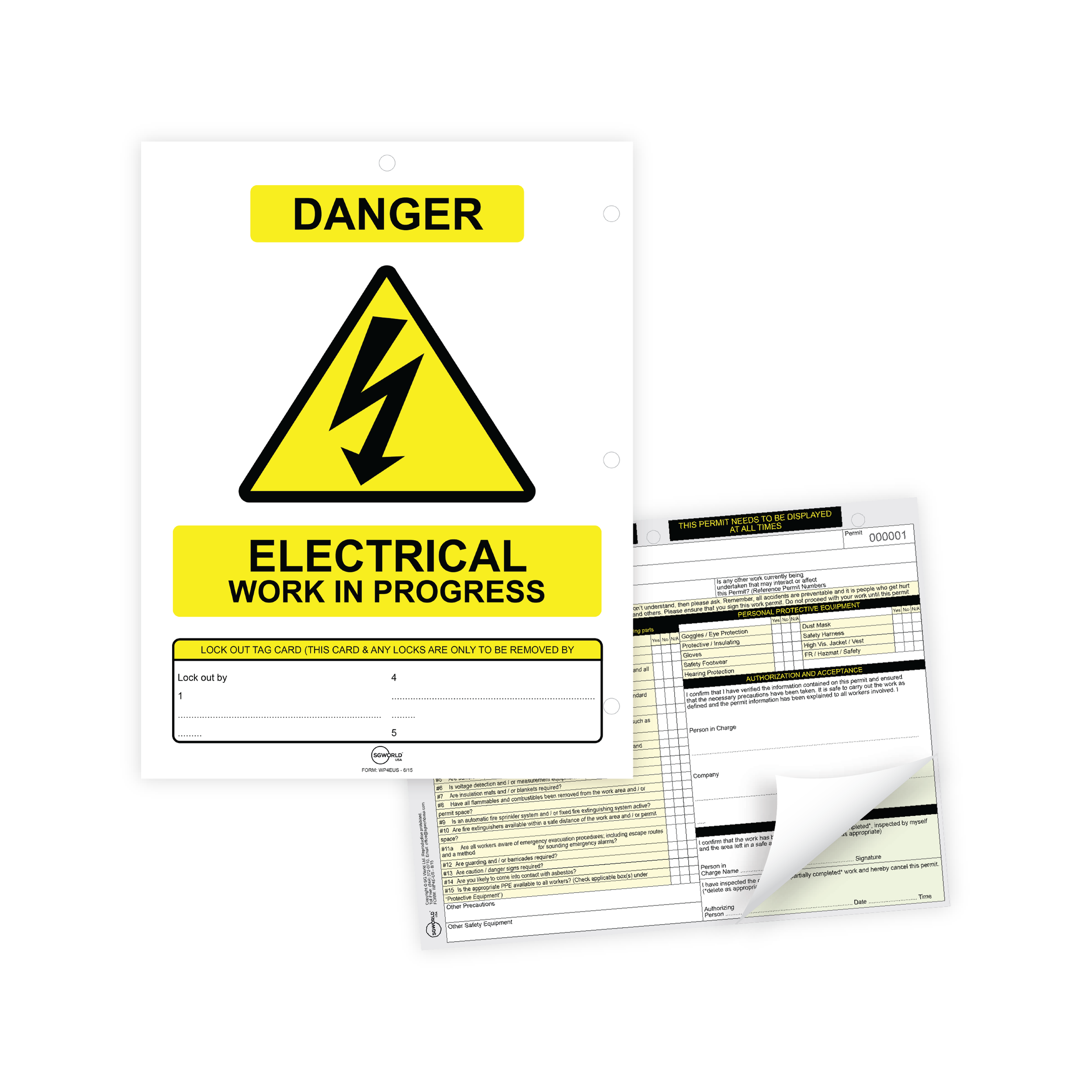 Electrical Work Permit: Pack of 5 — makesafetyvisible.com