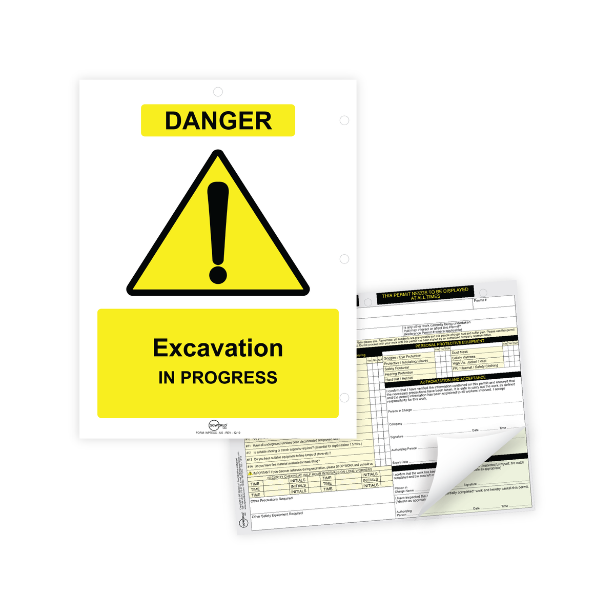 Excavation Dig Permit: Pack of 5 — makesafetyvisible.com